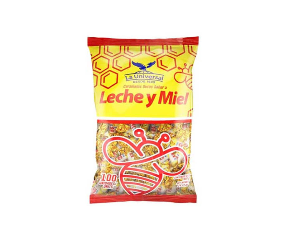 Milk and Honey Flavored Hard Candy Leche y Miel La Universal 100 pieces