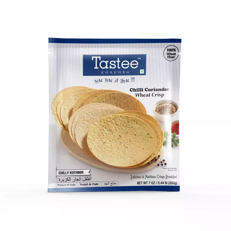 Indian Crackers Wheat Crisps Chilli Kothmir Coriander Tastee 200g
