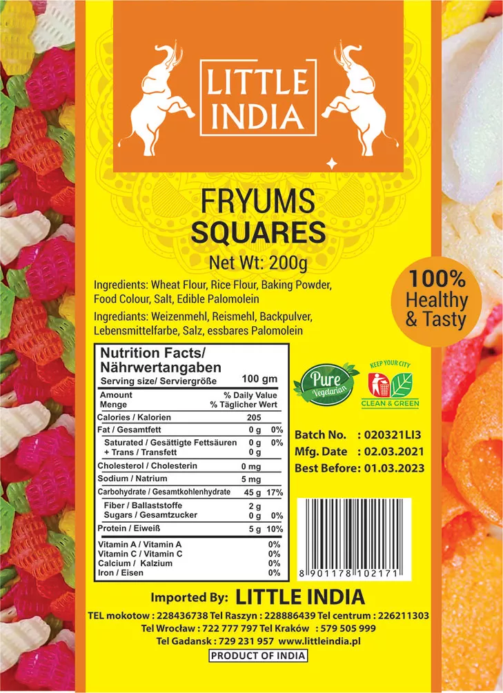 FRYMES SQUARES 200G BY LITTLE INDIA